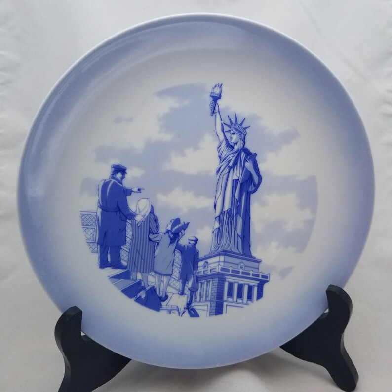 Statue of Liberty 100th Anniversary Centinneal Commemerative Blue Plate ...