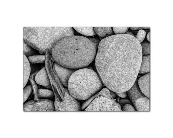 Rocks and Driftwood Black and White Art Print Stones Rocks Zen | Etsy