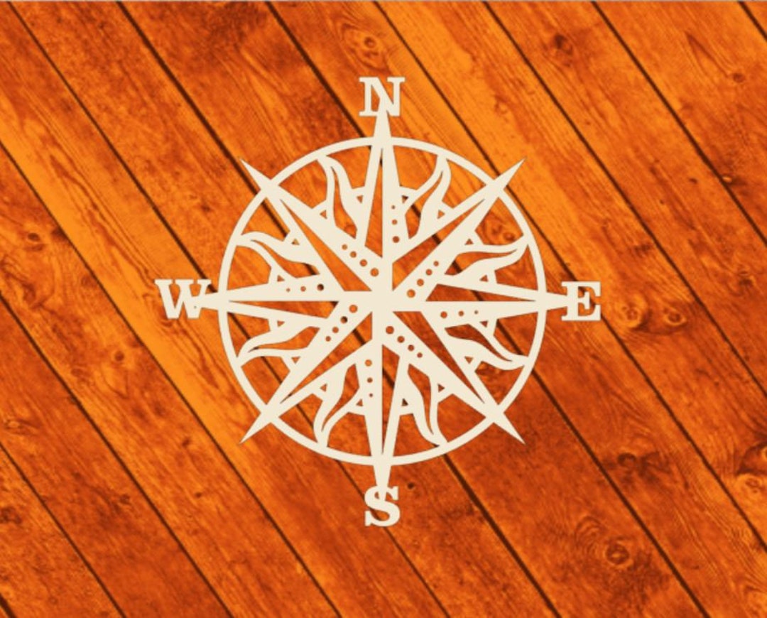 Laser Cut DIY Compass Rose, Wood Compass, Large Compass Cutout, Compass ...