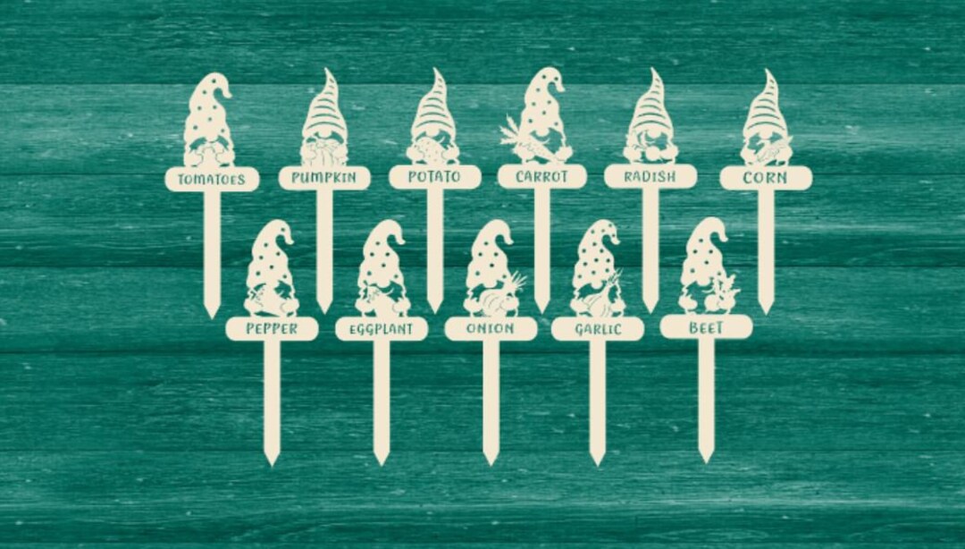 Garden Gnome Plant Markers Veggie Garden Markers Garden - Etsy