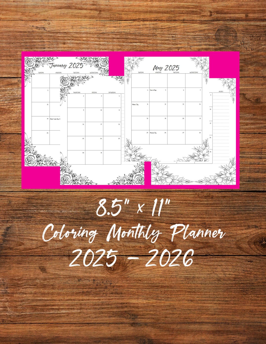 2025 2026 Coloring Monthly Planner, Coloring Planner, Digital Monthly ...