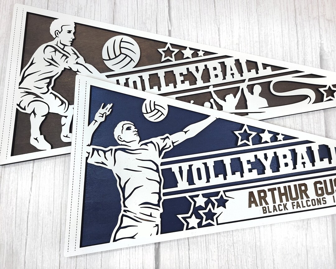 Male Volleyball Pennant, Custom Volleyball Pennant, Volleyball Wall ...