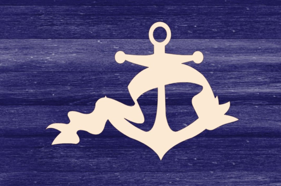 Laser Cut Unfinished 224 Anchor With Ribbon Blanks, Unfinished Wood ...