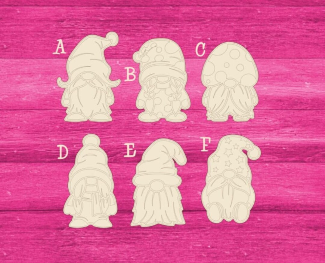 Laser Cut Unfinished DIY Engraved Gnome Blanks, Unfinished Wood Gnomes ...