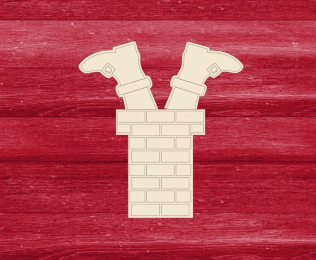 Laser Cut 422 Unfinished Wood Engraved Christmas Santa in Chimney ...