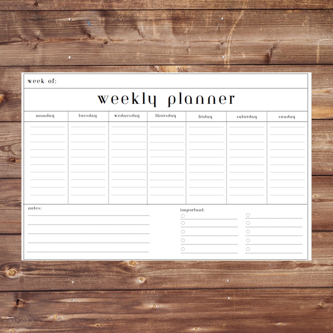 11x17 Weekly Planner, Multiple Color Weekly Planner Pages, Weekly ...
