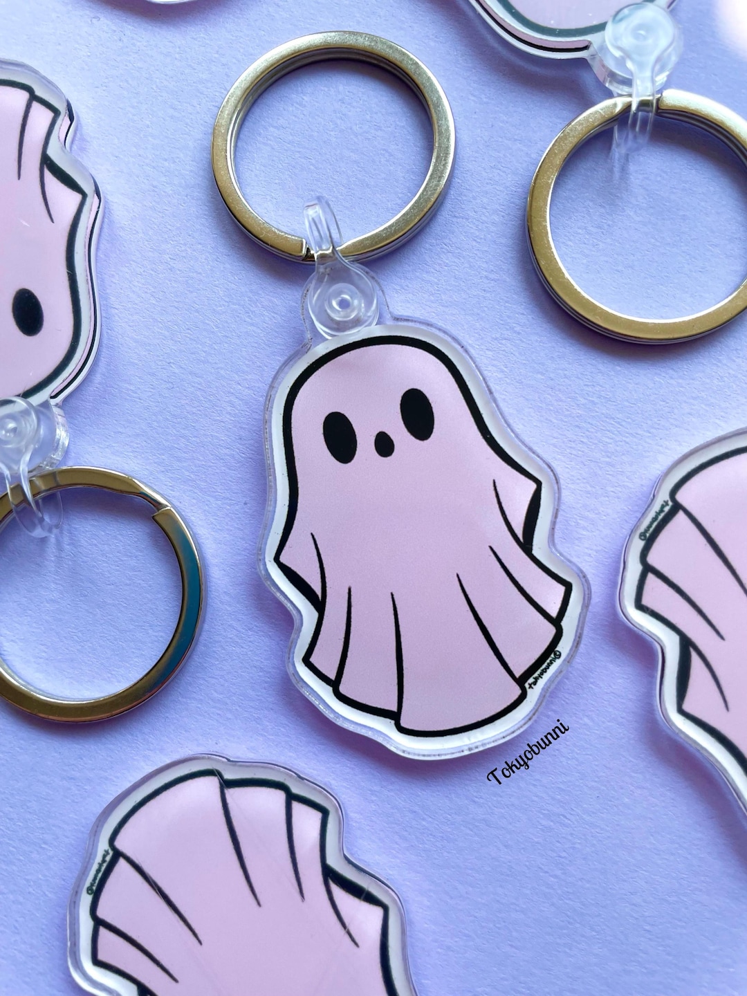 Creepy Cute Pastel Ghost Halloween Keychain Art Acrylic Charm Accessory ...