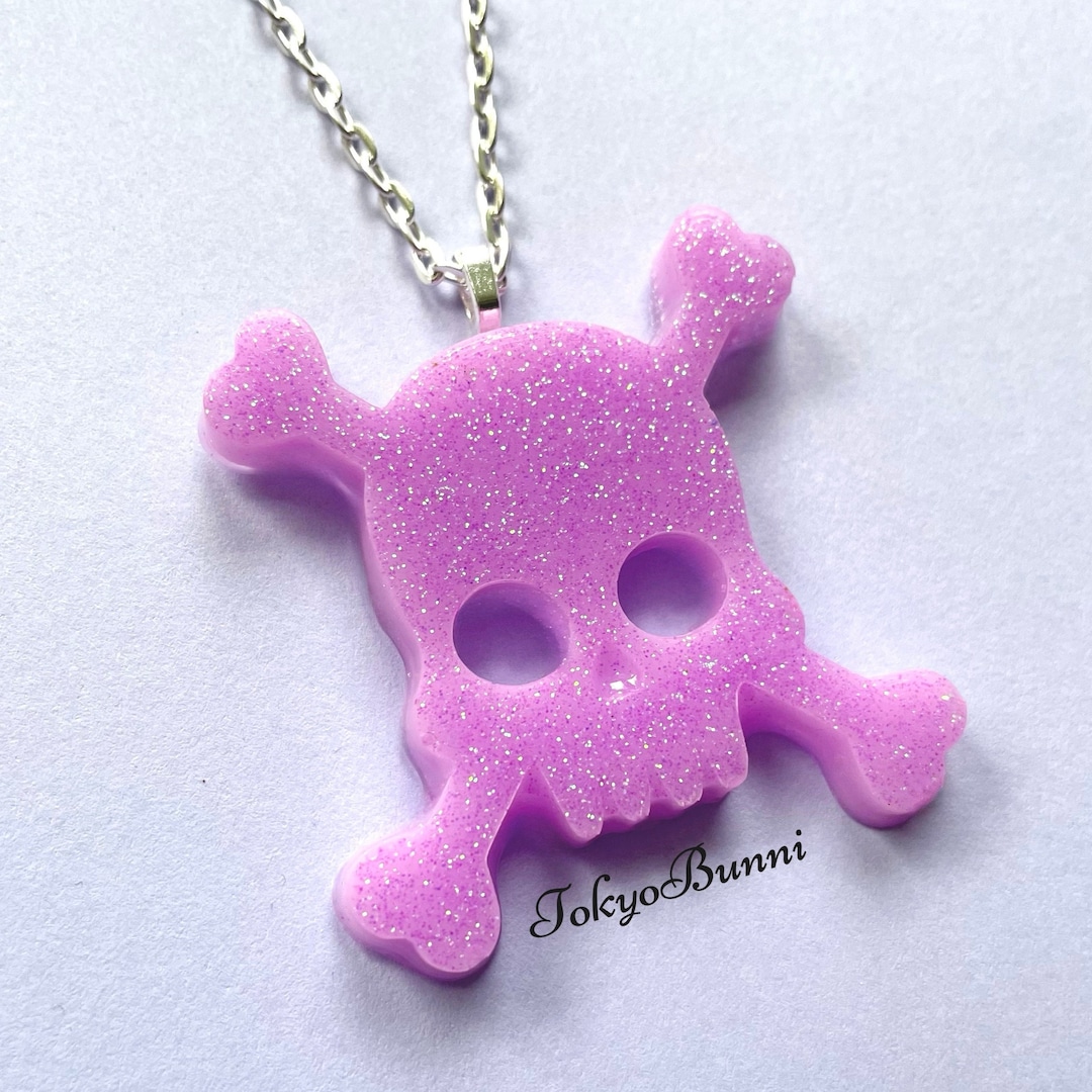 Pastel Purple Glitter Skull and Crossbones Necklace - Etsy