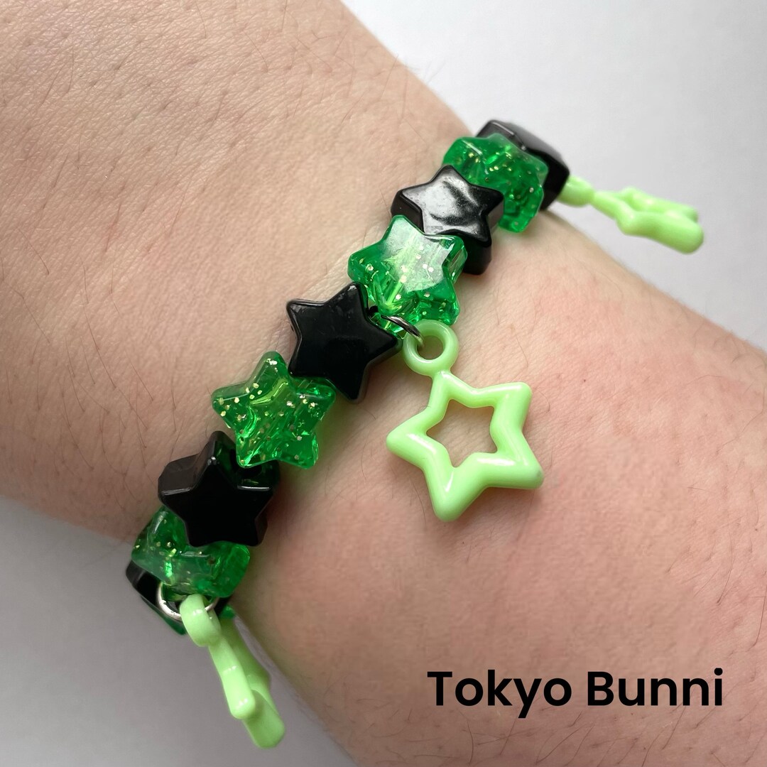 Green Stars Punk Goth Charm Bracelet - Etsy