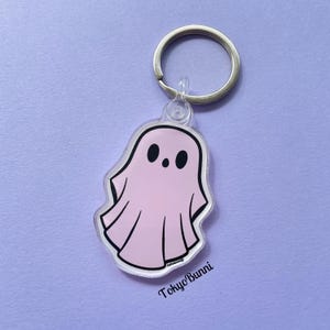 Cute Pink Ghost Keychain - Acrylic Charm, Halloween Accessory - Etsy