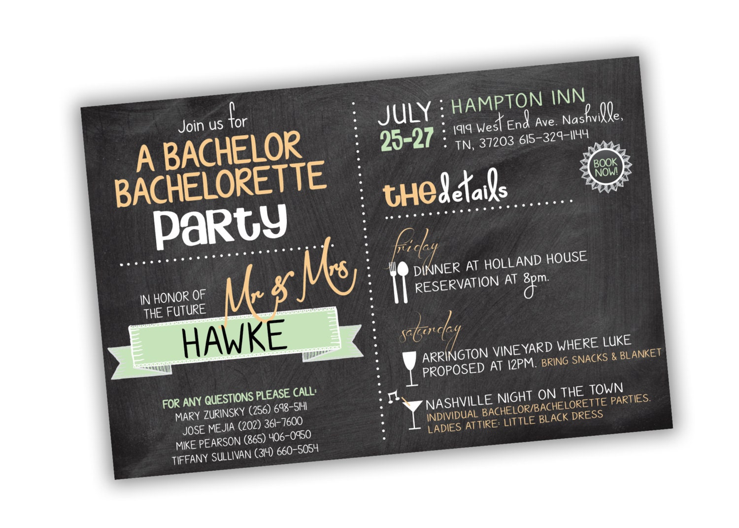 Bachelor Bachelorette Party Invitation Customizable Colors Etsy