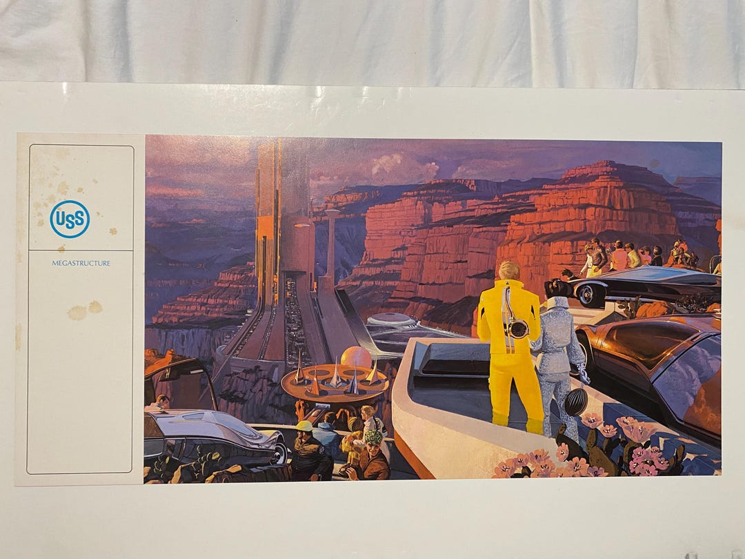 1960s SYD MEAD Poster Print for USS Steel Car Futurism Megastructure ...