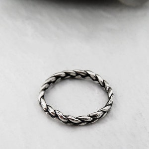 NIN Tiny Silver Braid Ring - Etsy