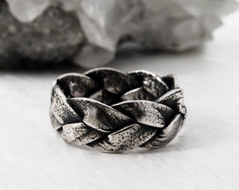 NIN Tiny Silver Braid Ring | Etsy