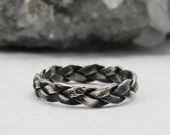 NIN Tiny Silver Braid Ring | Etsy