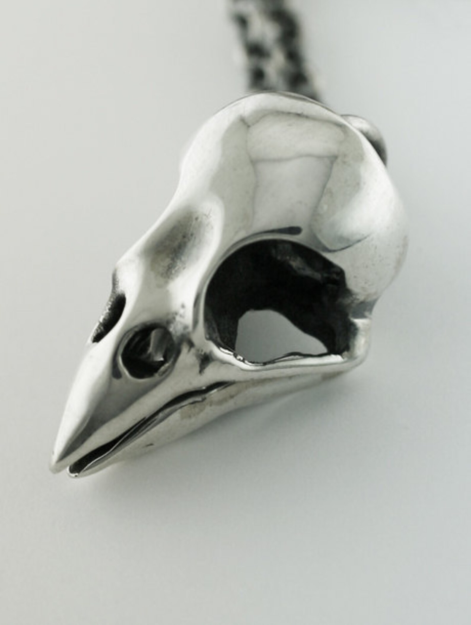 Sterling Silver Bird Skull Necklace. Italian Sterling Chain. - Etsy