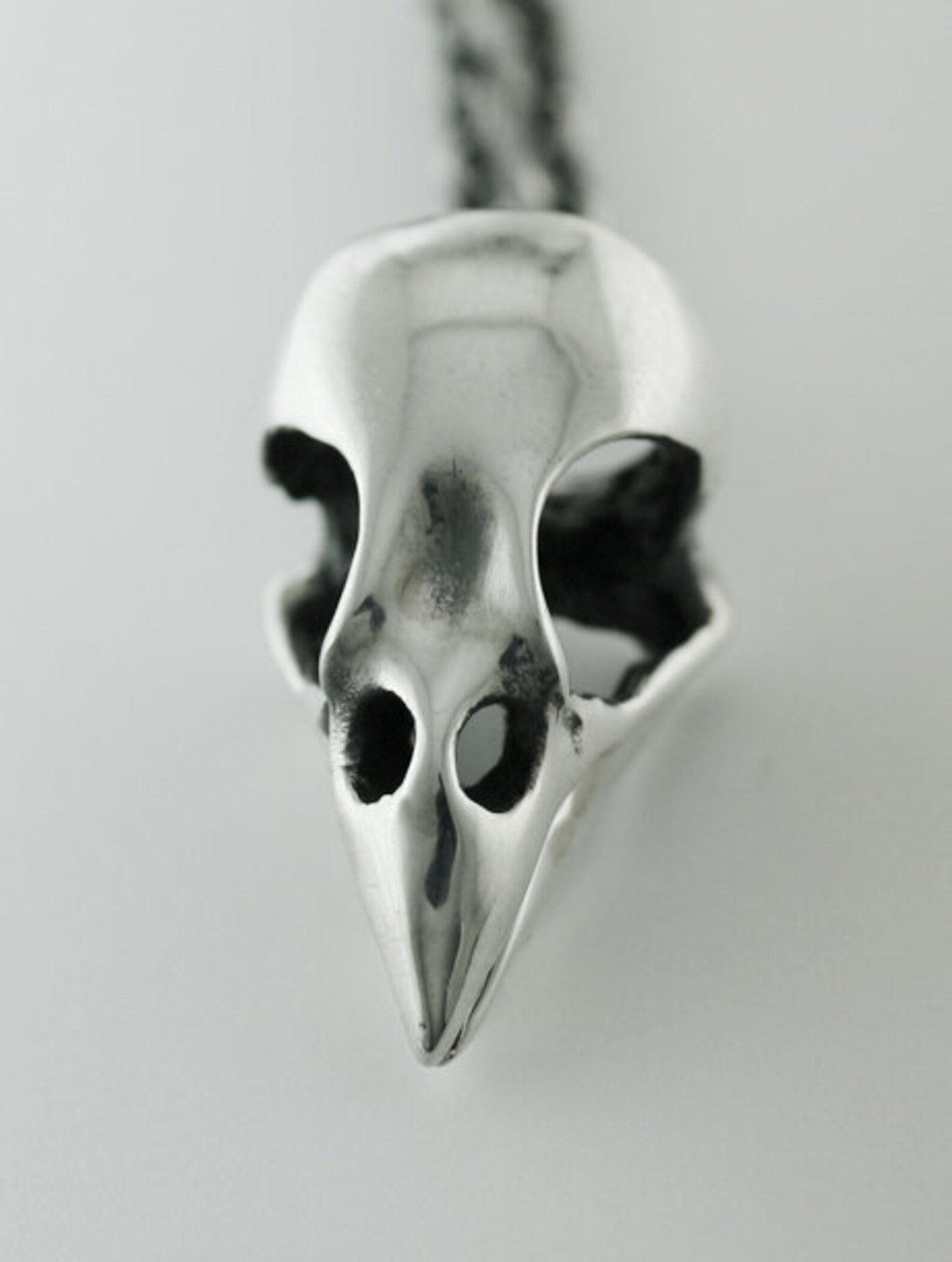 Sterling Silver Bird Skull Necklace. Italian Sterling Chain. - Etsy