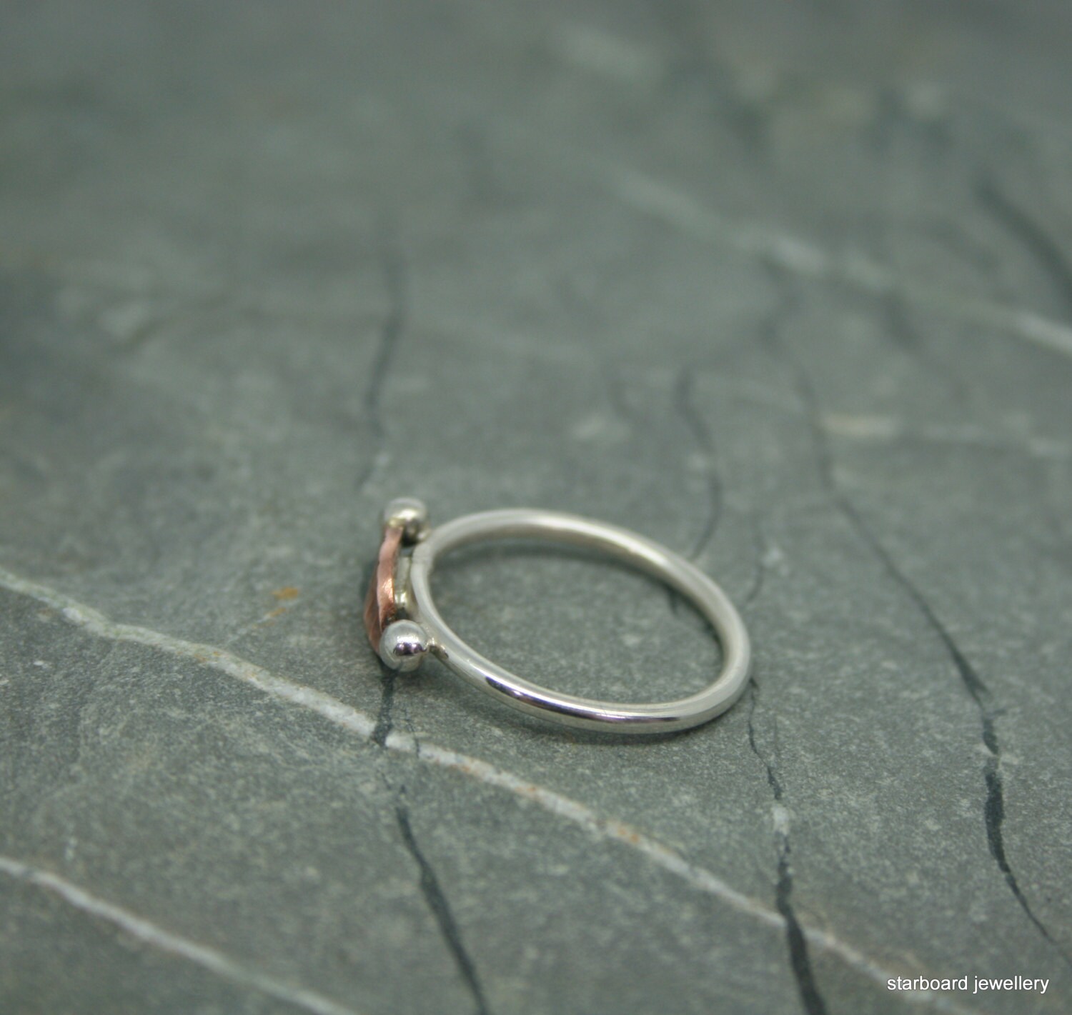 Sterling Silver Ring With Copper Leaf, Silver Leaf Ring, Silver and ...