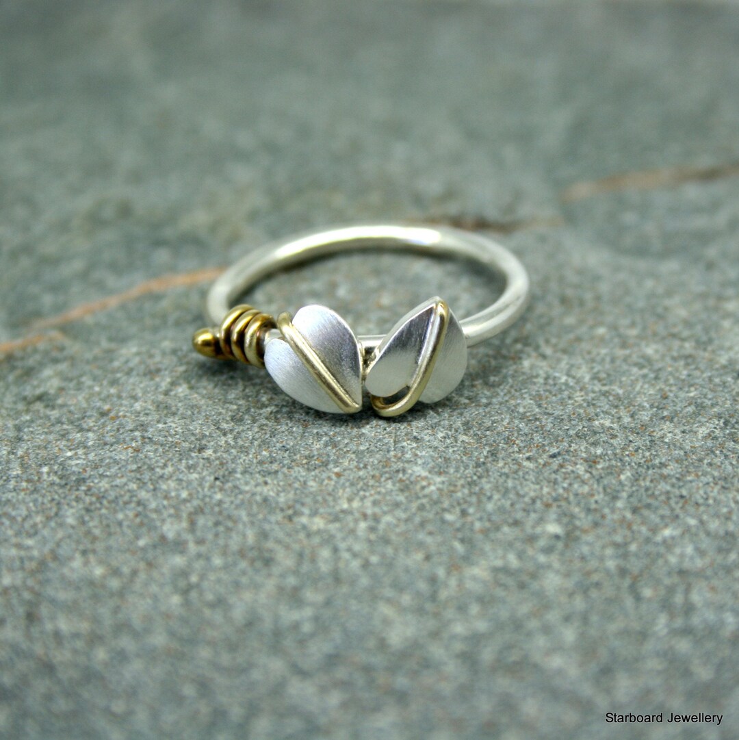 Sterling Silver Heart Ring, Hand Made Heart Ring, Leaf Ring, Art ...