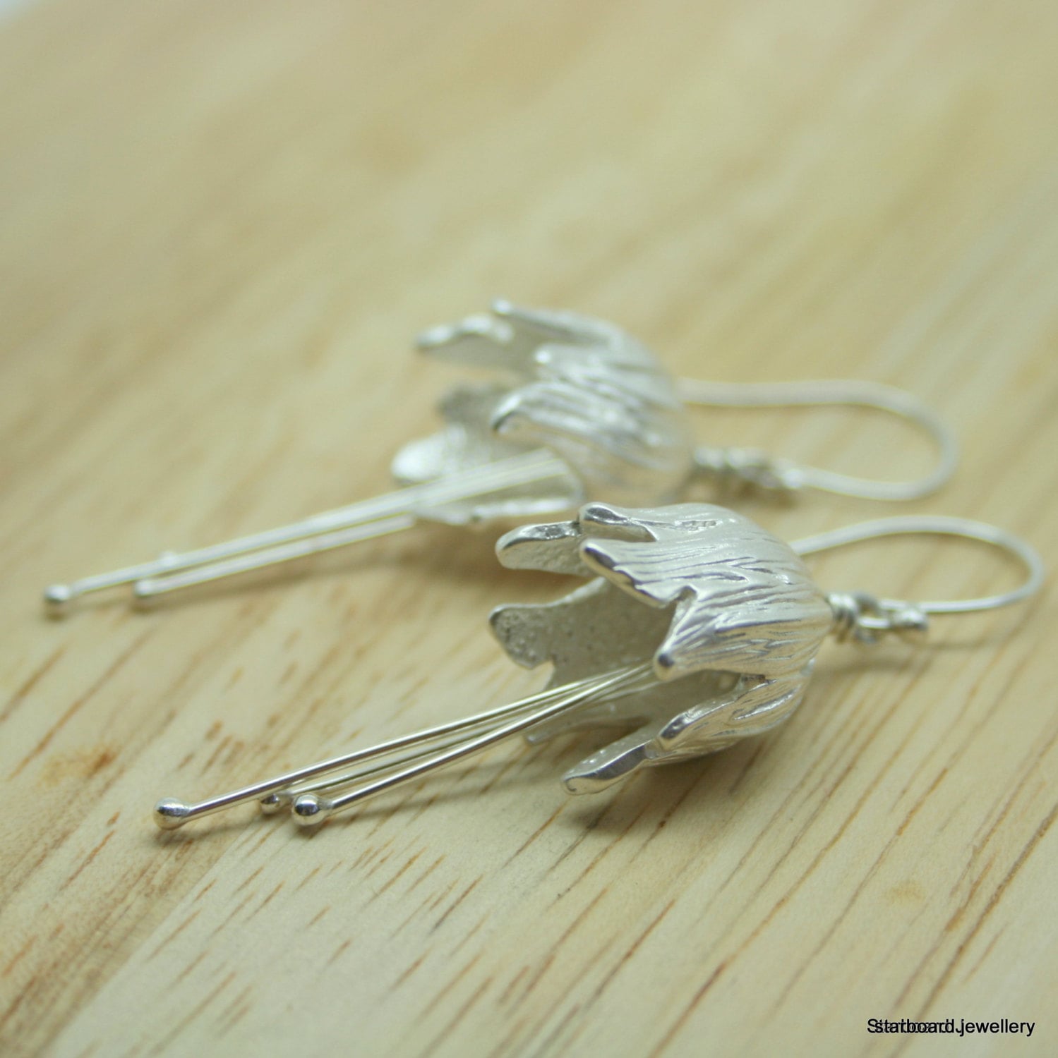 Silver Tulip Earrings Drop Earringswedding Earrings Flower | Etsy