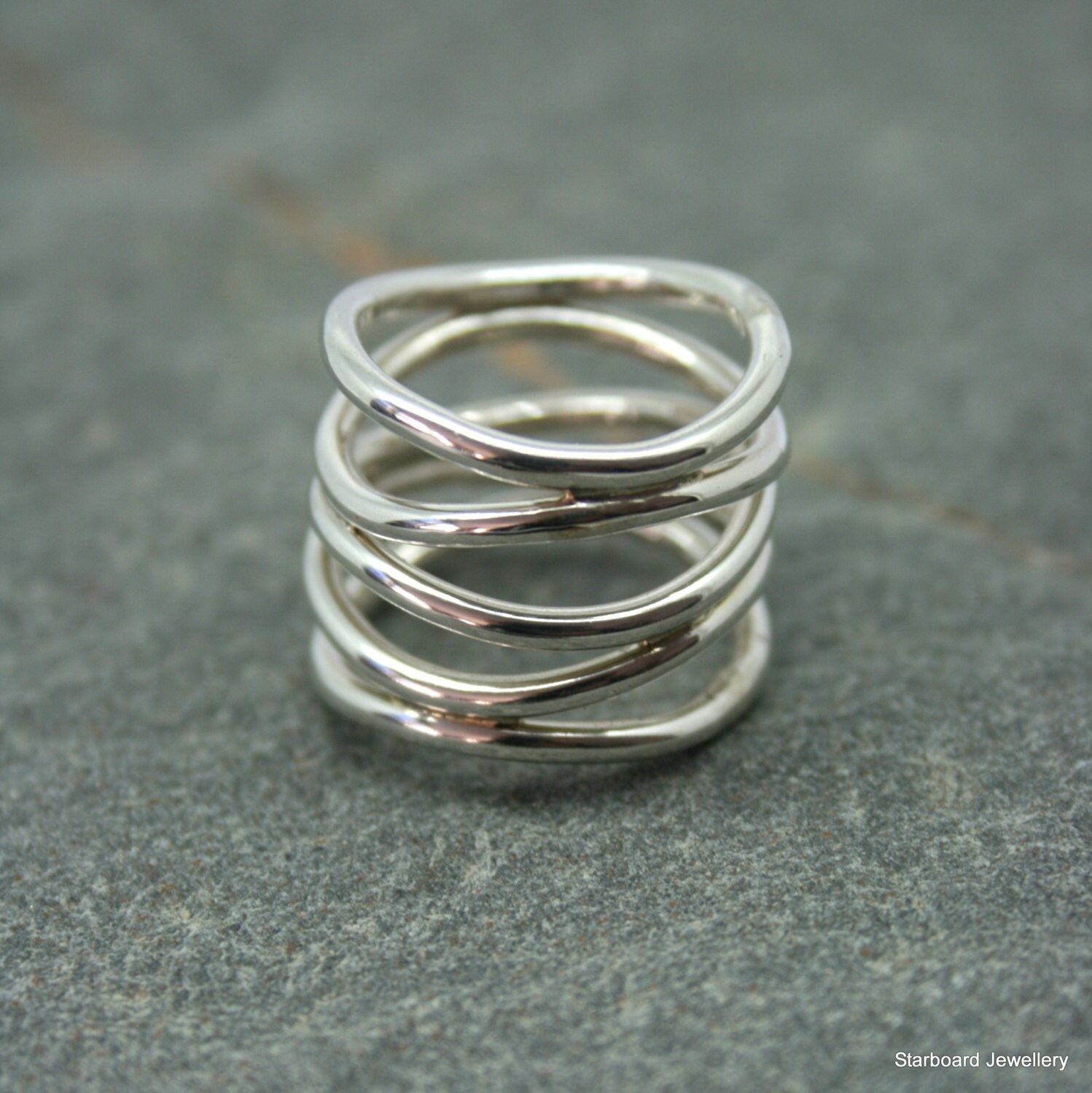 Sterling Silver Roller Coaster Ring Silver Five Band Ring - Etsy UK