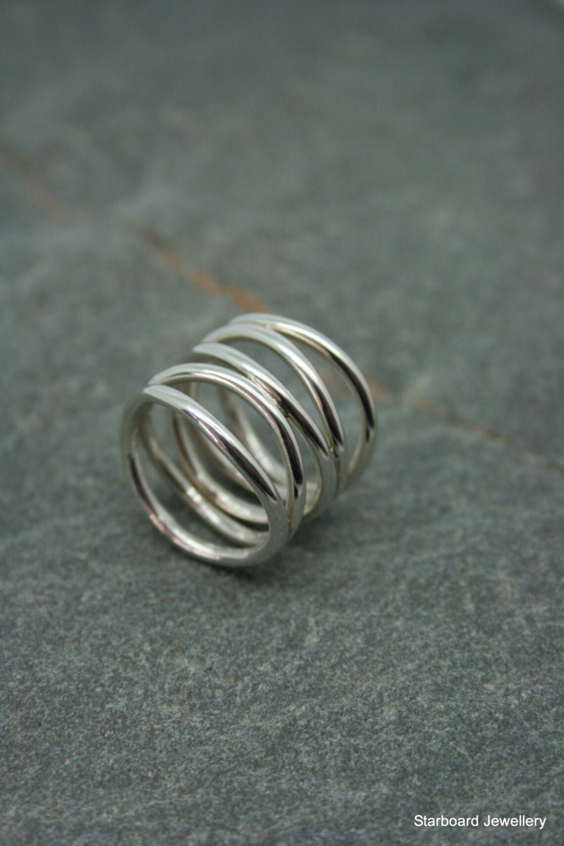 Sterling Silver Roller Coaster Ring Silver Five Band Ring - Etsy