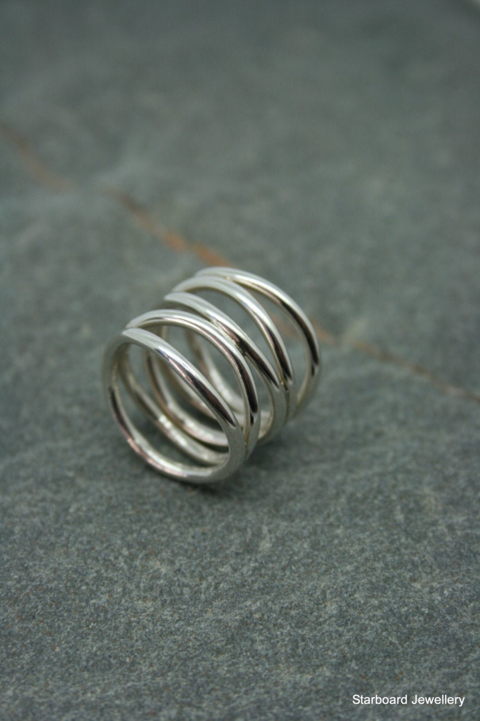 Sterling Silver Roller Coaster Ring Silver Five Band Ring - Etsy