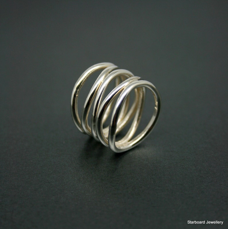 Sterling Silver Roller Coaster Ring Silver Five Band Ring - Etsy UK