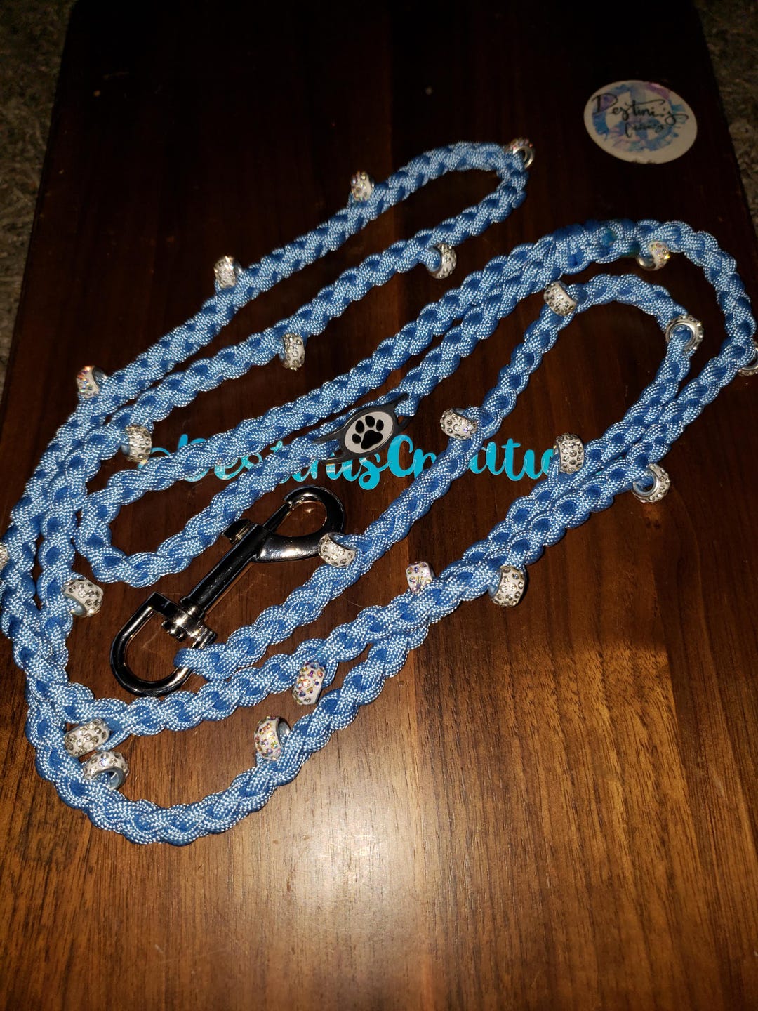 5 Feet Light Blue Paracord With Sparkly Silver Bling Dog Lead Leash - Etsy