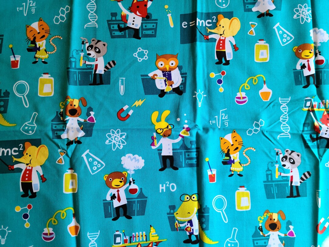 Science Fabric - Children's Science Fabrics With Animals - Chemistry ...