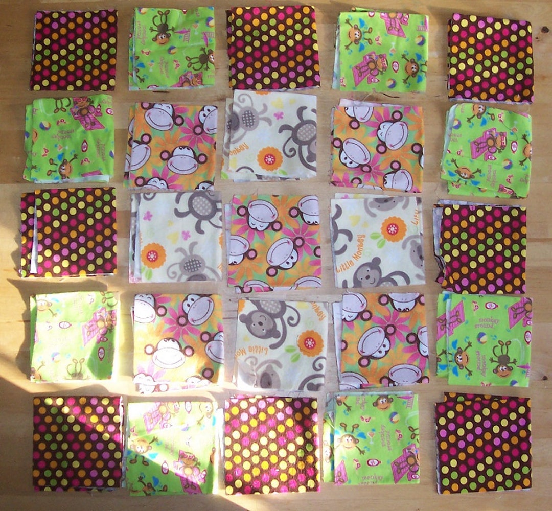 Monkey Fabric Squares 9 Monkey Patchwork Quilt - Etsy