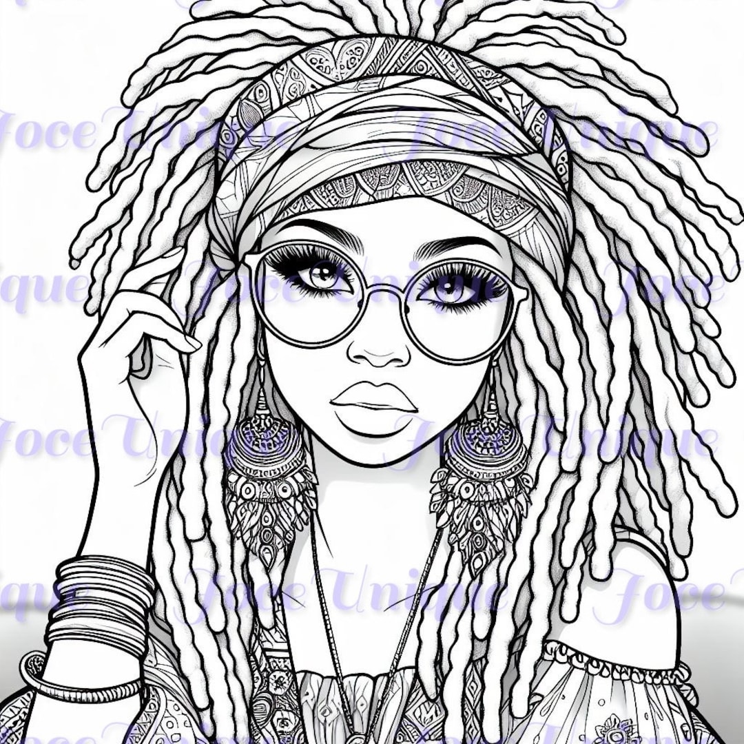 Digital Download, Dreadlock Beauty Coloring Page for Adults - Etsy