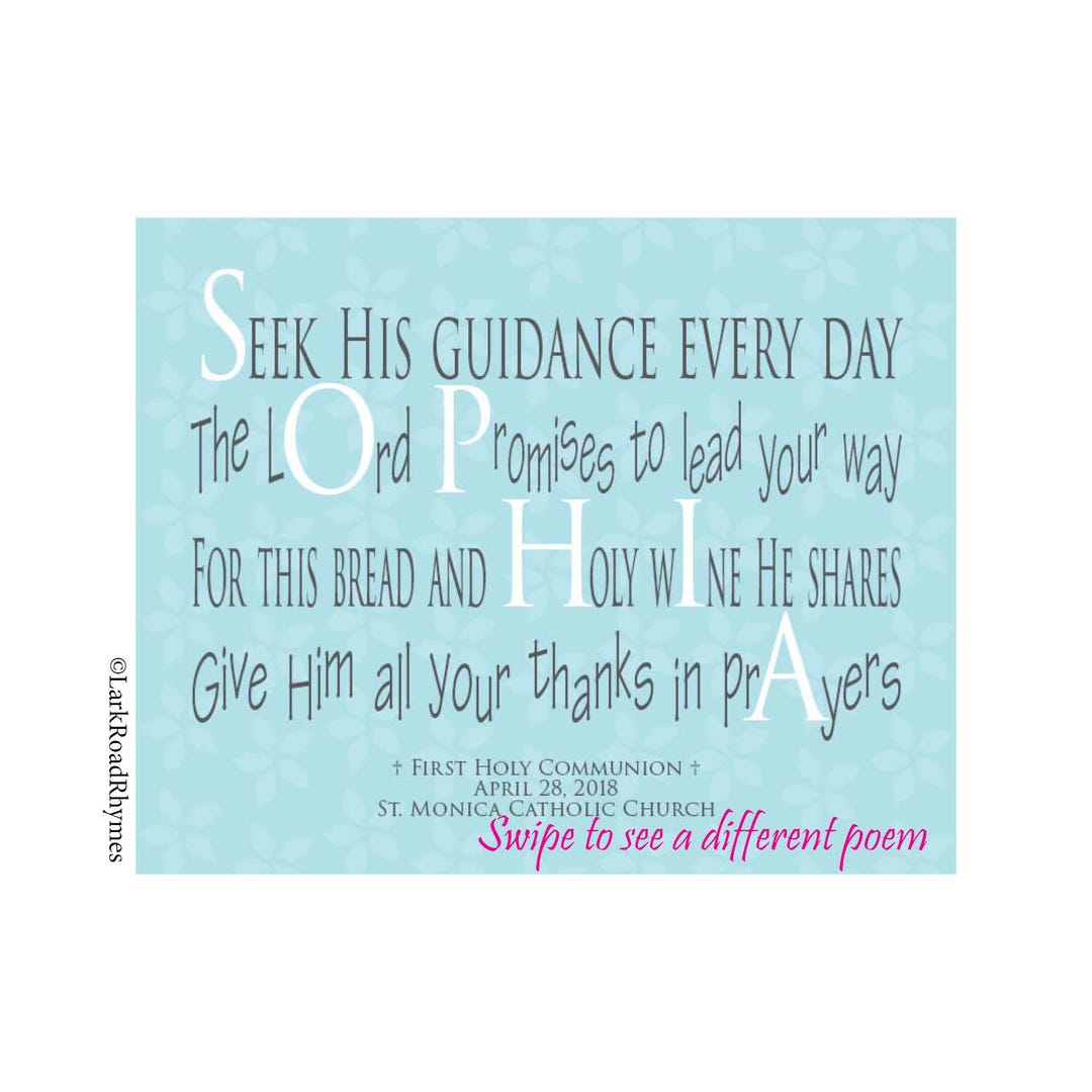 First Communion Gift for Goddaughter, 8x10 Personalized Godchild Poem ...
