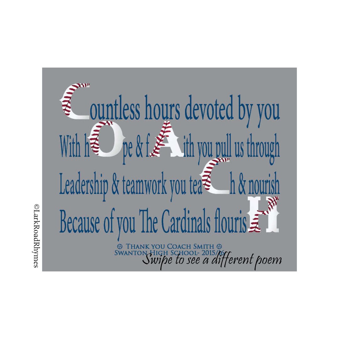 Personalized Baseball Coach Gift, 8x10 Football Happy Retirement Print ...
