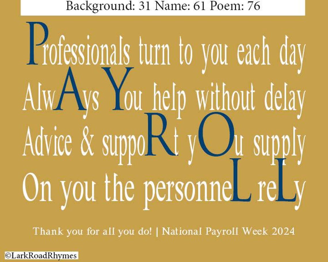National Payroll Week Gifts, 8x10 Personalized Staff Appreciation Print ...