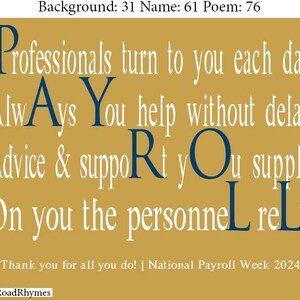 National Payroll Week Gifts, 8x10 Personalized Staff Appreciation Print ...