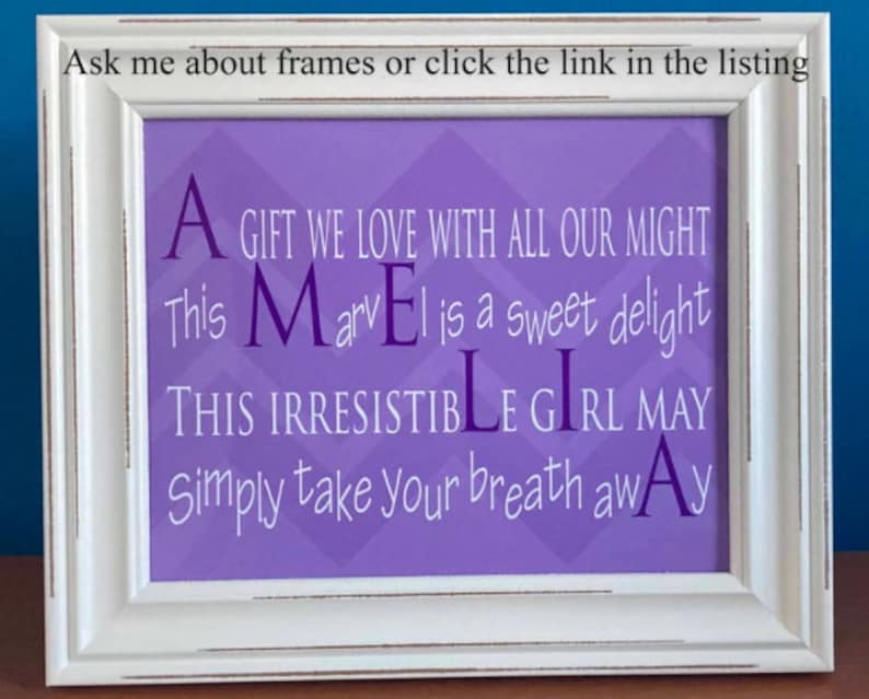 Custom Poem Prints for Baby Room, 8x10 Personalized Nursery Word Art ...