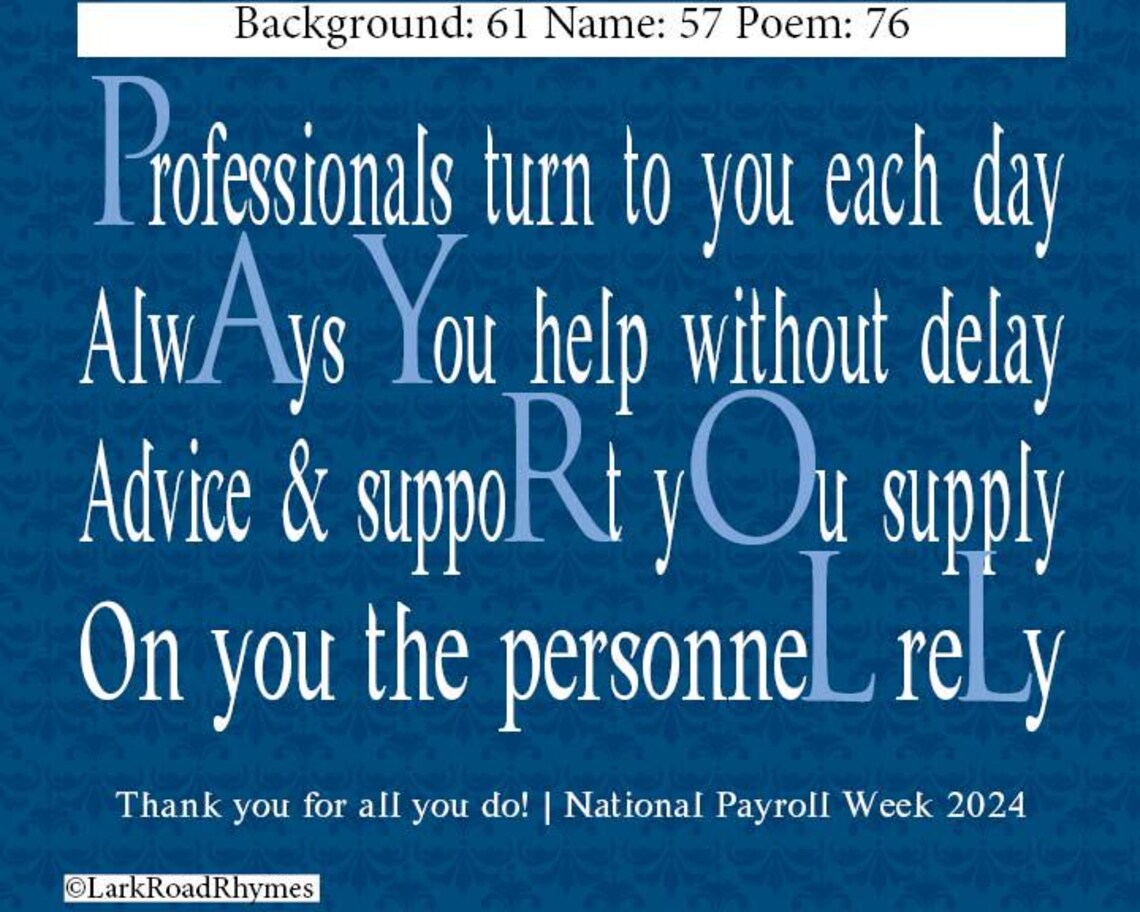 National Payroll Week Gifts, 8x10 Personalized Staff Appreciation Print ...