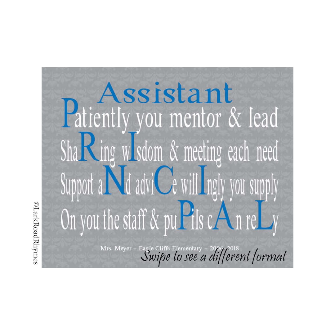 Assistant Principal Gift, 8x10 Meaningful Retirement Gift, Thoughtful ...