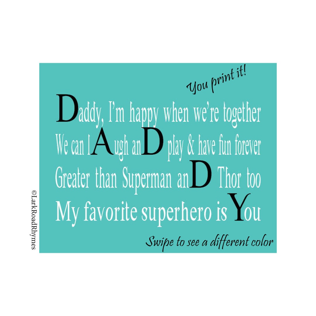 New Dad Poem From Baby Daughter or Son, 8x10 Daddy Birthday Present ...