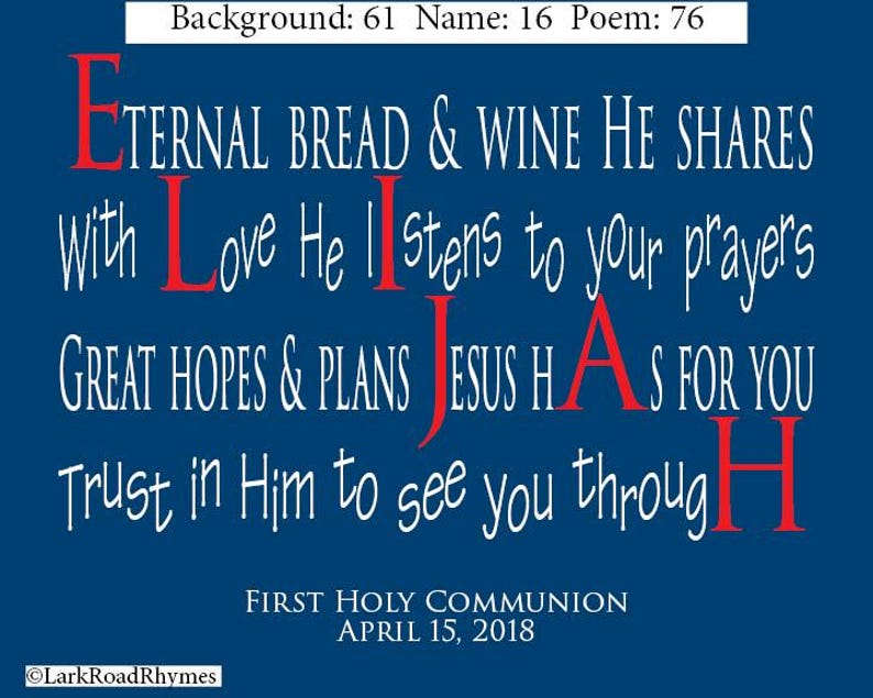 Boys First Communion Poem, 8x10 Catholic Gift From Godfather ...