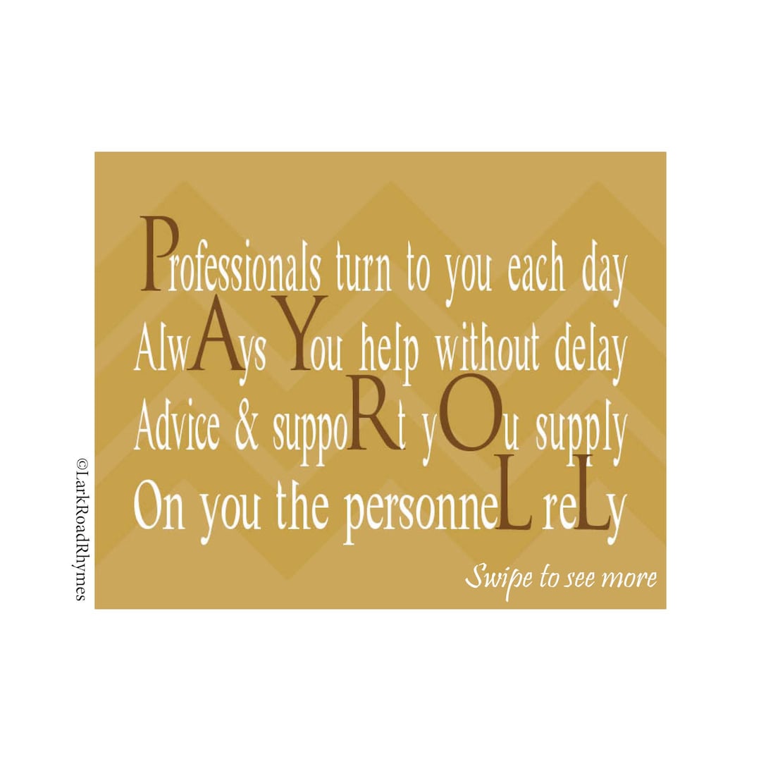National Payroll Week Gifts, 8x10 Personalized Staff Appreciation Print ...