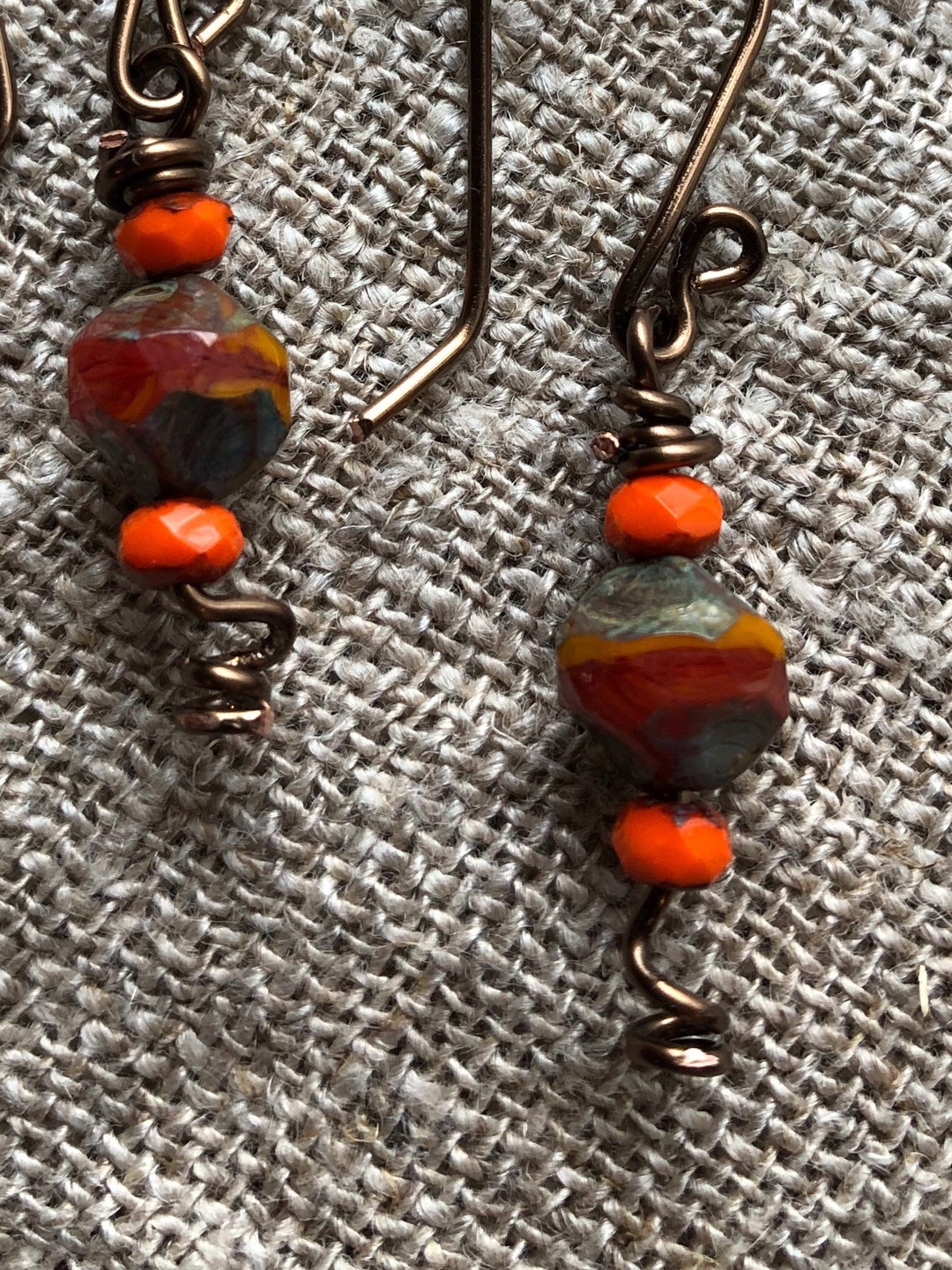 Picasso Orange and Bronze Earrings - Etsy