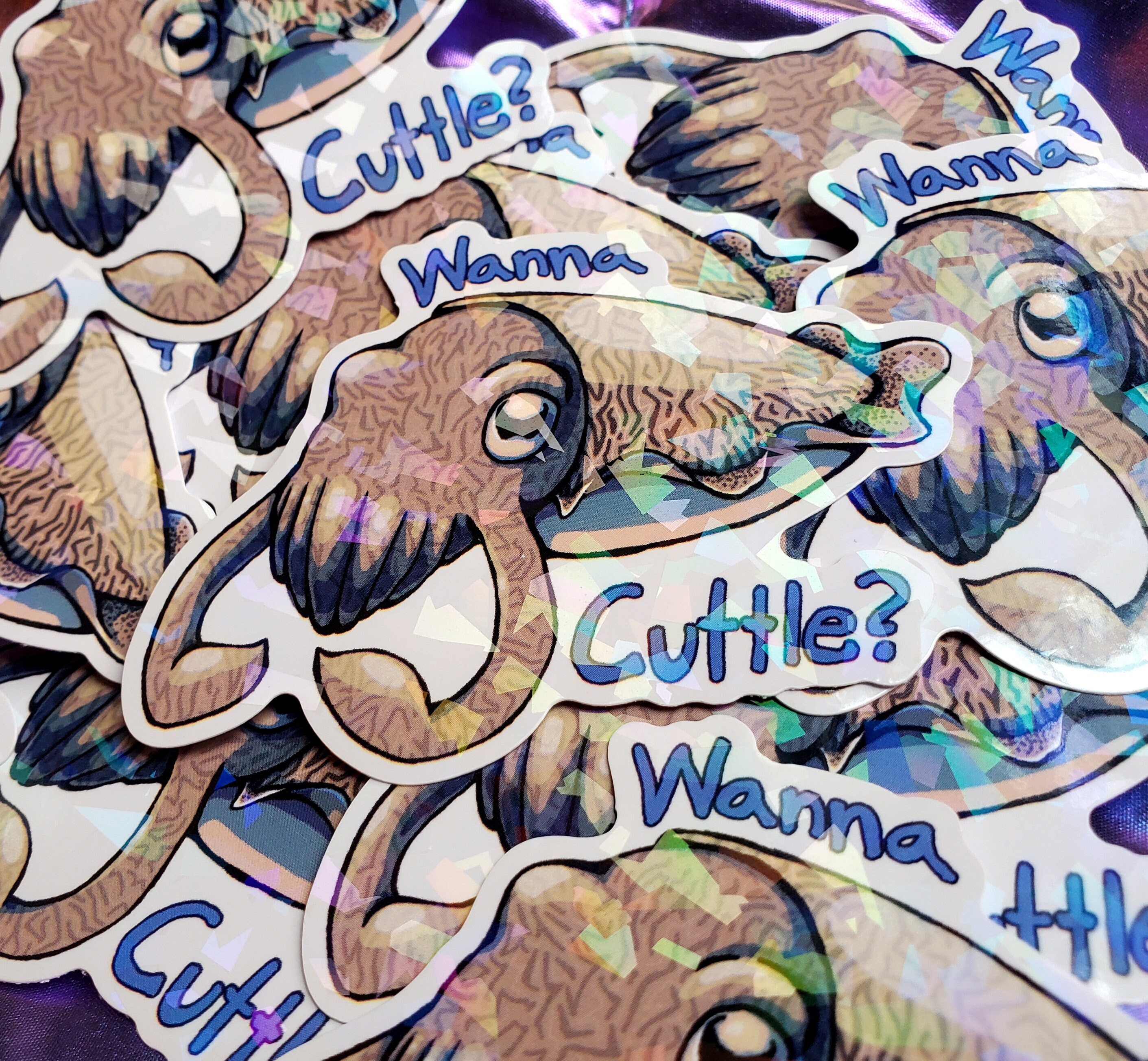 Wanna Cuttle Cute Cuttlefish Sticker Animal Pun 3in - Etsy