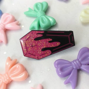 1.5 Halloween Enamel Pin, Pastel Goth Pin, Slimy Coffin, Melting ...