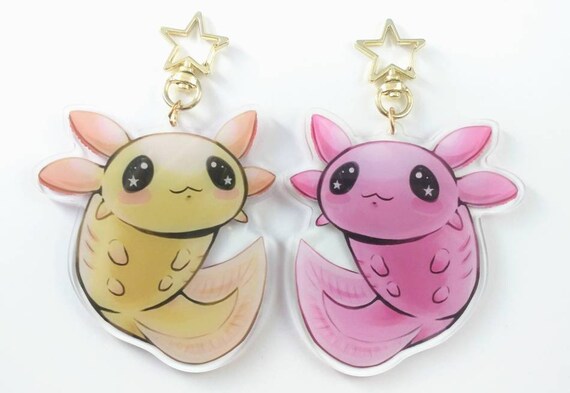 Axolotl Keychain Cute Axolotl 3 DOUBLE SIDED Keychain - Etsy