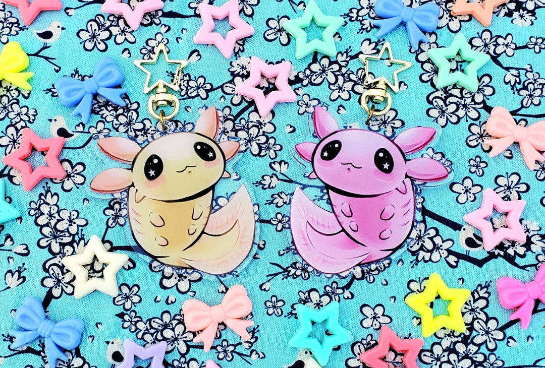 Axolotl Keychain, Cute Axolotl, 3" DOUBLE SIDED Keychain, Leucistic ...