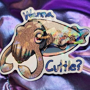 Wanna Cuttle Cute Cuttlefish Sticker Animal Pun 3in - Etsy