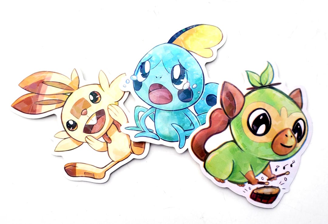 Pokemon Sticker - Scorbunny, Sobble, Grookey - Holo Decal - Etsy