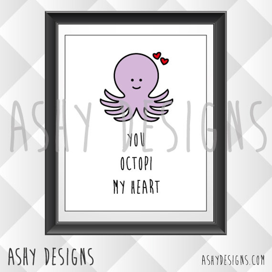 YOU OCTOPI My Heart Octopus 8x10 Inch Print Sea Animal Punt Art Work ...